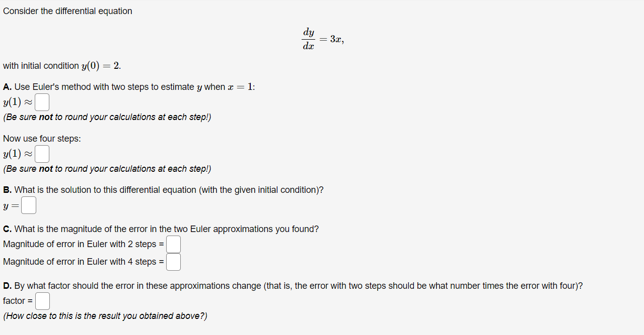 Solved Consider the differential equation dxdy=3x, with | Chegg.com