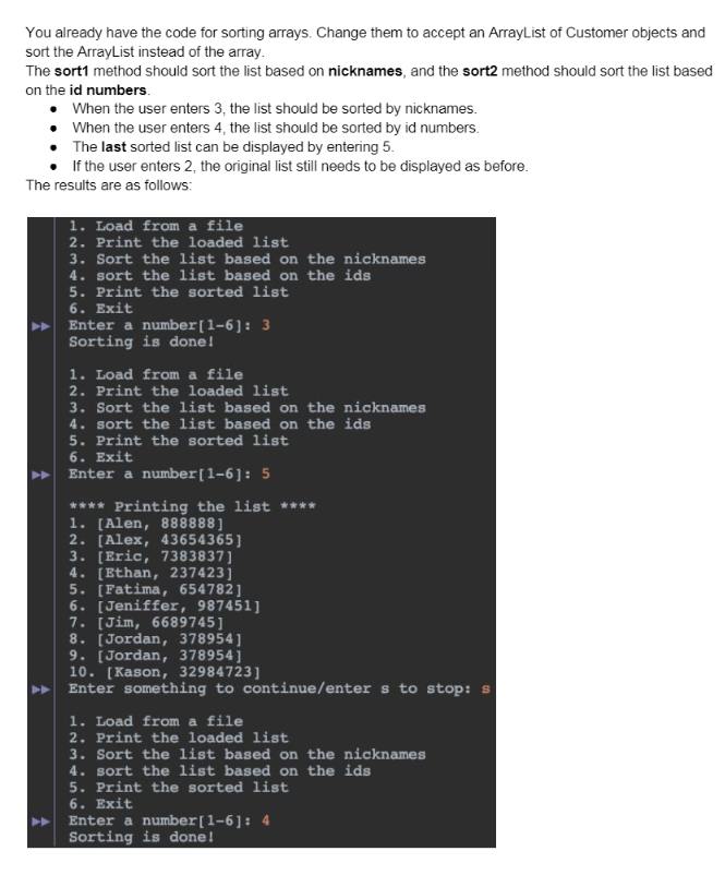 CSE 174 - Lab 14 ArrayList and Sorting In this lab | Chegg.com