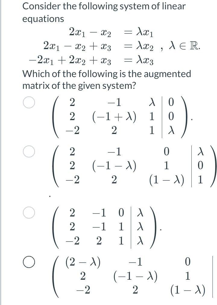 Solved Consider the following system of linear equations | Chegg.com
