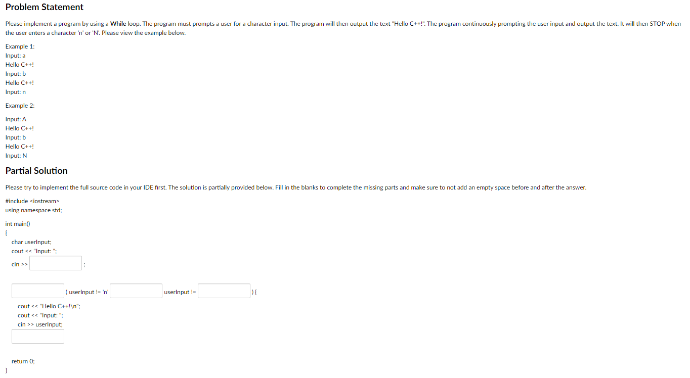 Solved Problem Statement Please implement a program by using | Chegg.com