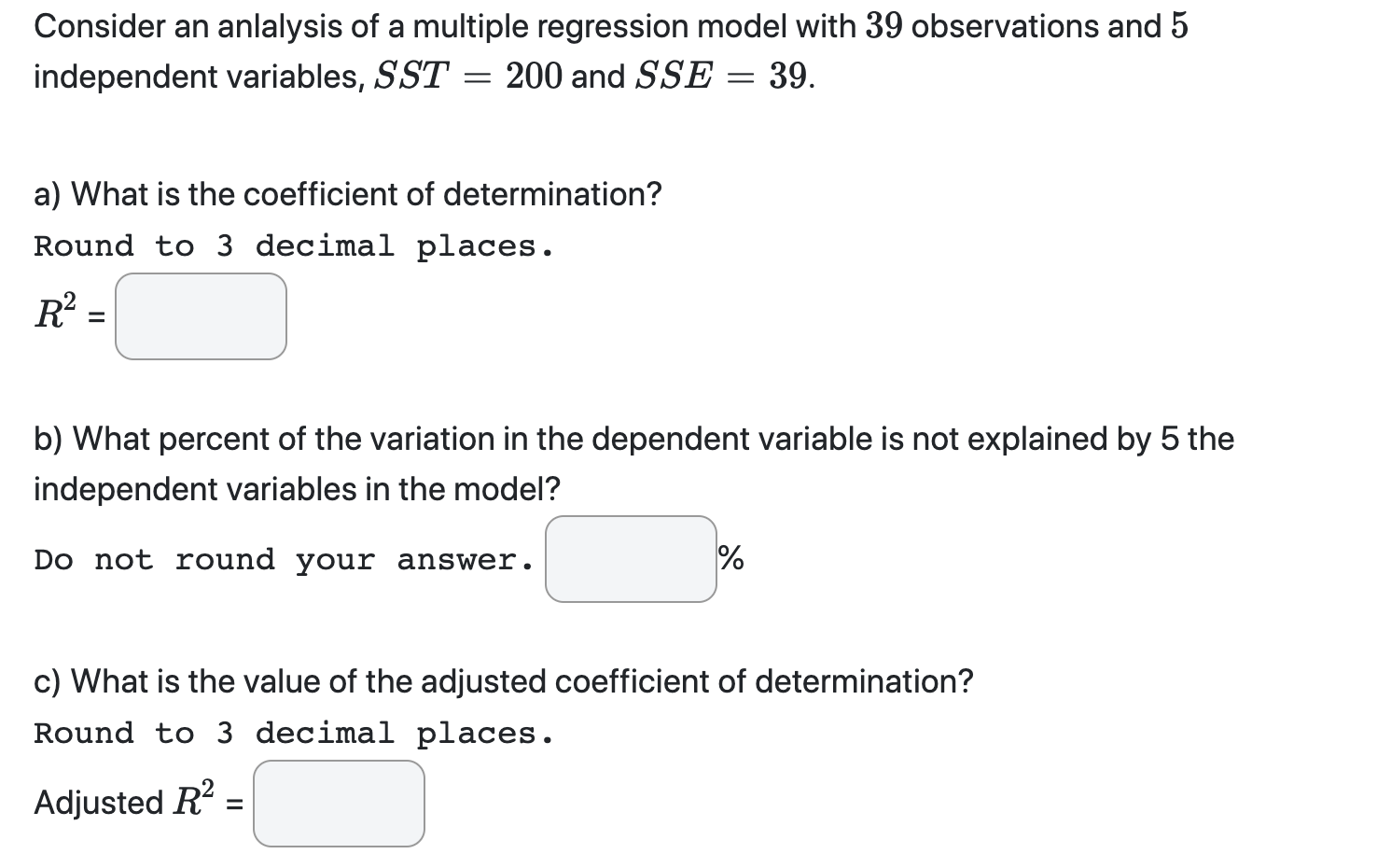 Solved A multiple regression analysis involving a sample | Chegg.com