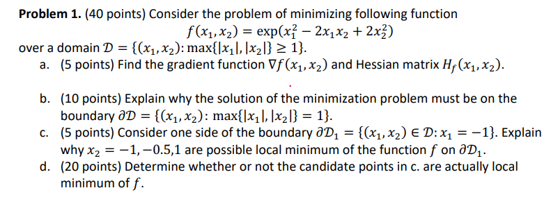 Problem 1 40 Points Consider The Problem Of 