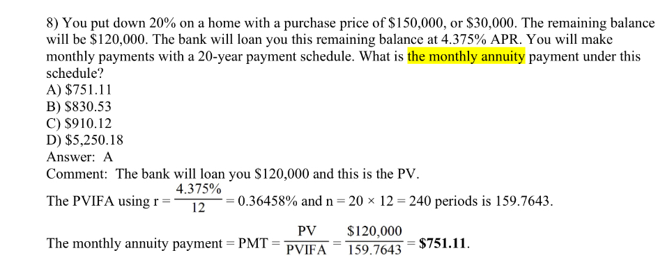 Solved You put down 20% ﻿on a home with a purchase price of | Chegg.com