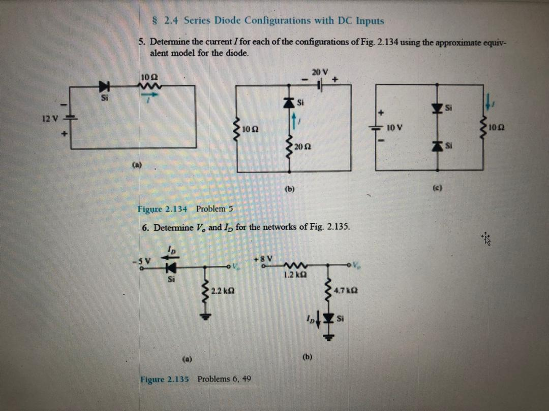Solved $ 2.4 Series Diode Configurations with DC Inputs 5. | Chegg.com