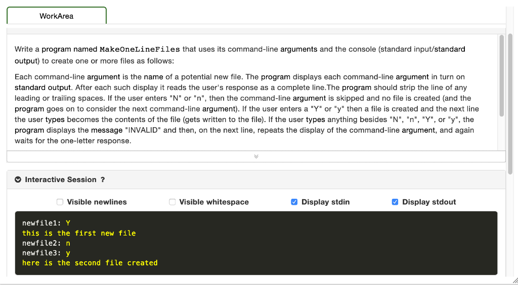 Solved Write a program named MakeoneLineFiles that uses its | Chegg.com