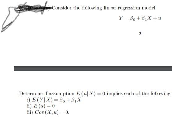 Solved Consider the following linear regression model Y = Bo | Chegg.com