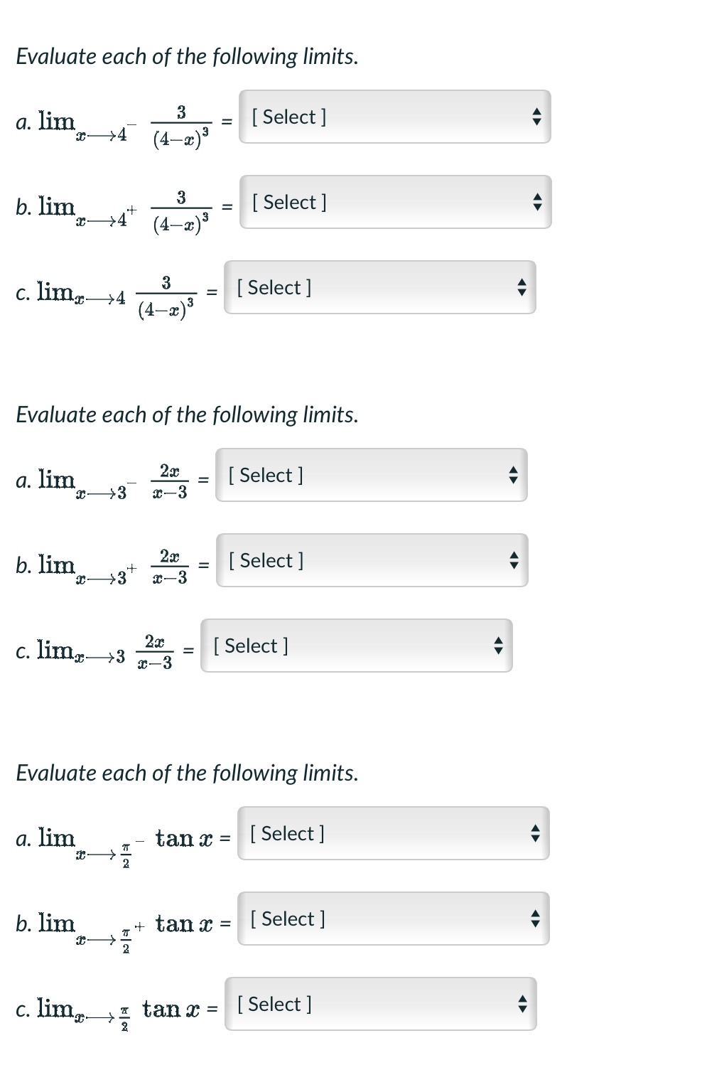 Solved Evaluate each of the following limits. a. | Chegg.com