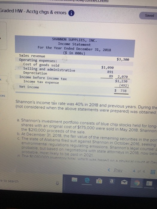 Solved x Conec https/ aded HW-Acctg chgs & errors | Chegg.com