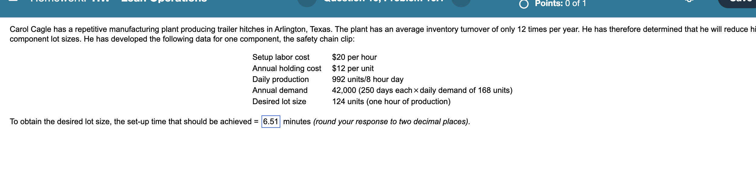 Solved O Points: 0 of 1 Carol Cagle has a repetitive | Chegg.com