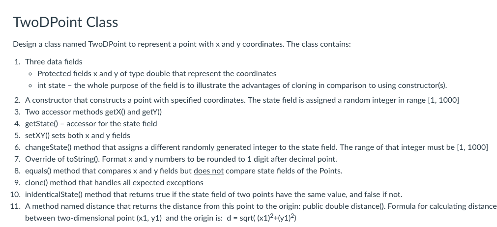 Solved TwoDPoint Class Design a class named TwoDPoint to | Chegg.com