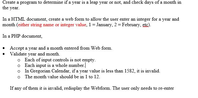 Solved Create a program to determine if a year is a leap | Chegg.com