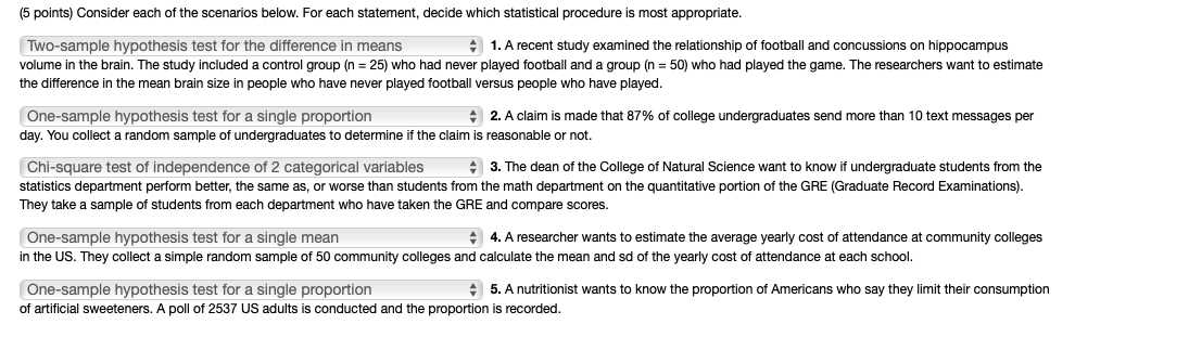 Solved (5 points) Consider each of the scenarios below. For | Chegg.com