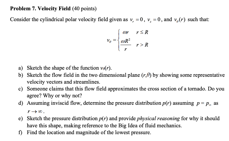 Solved Problem 7. Velocity Field (40 points) Consider the | Chegg.com
