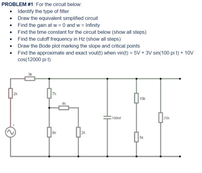 PROBLEM #1: For the circuit below:Identify the type | Chegg.com