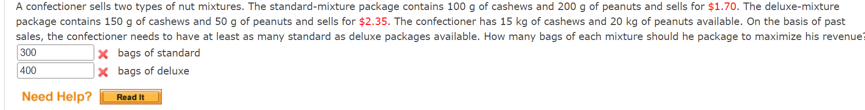 Solved A confectioner sells two types of nut mixtures. The | Chegg.com