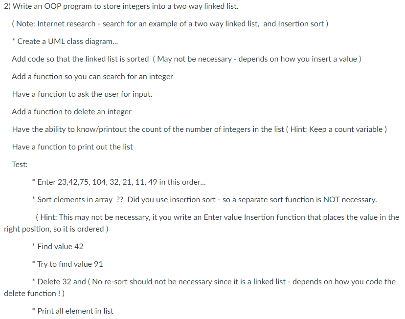Solved 2) Write an OOP program to store integers into a two | Chegg.com