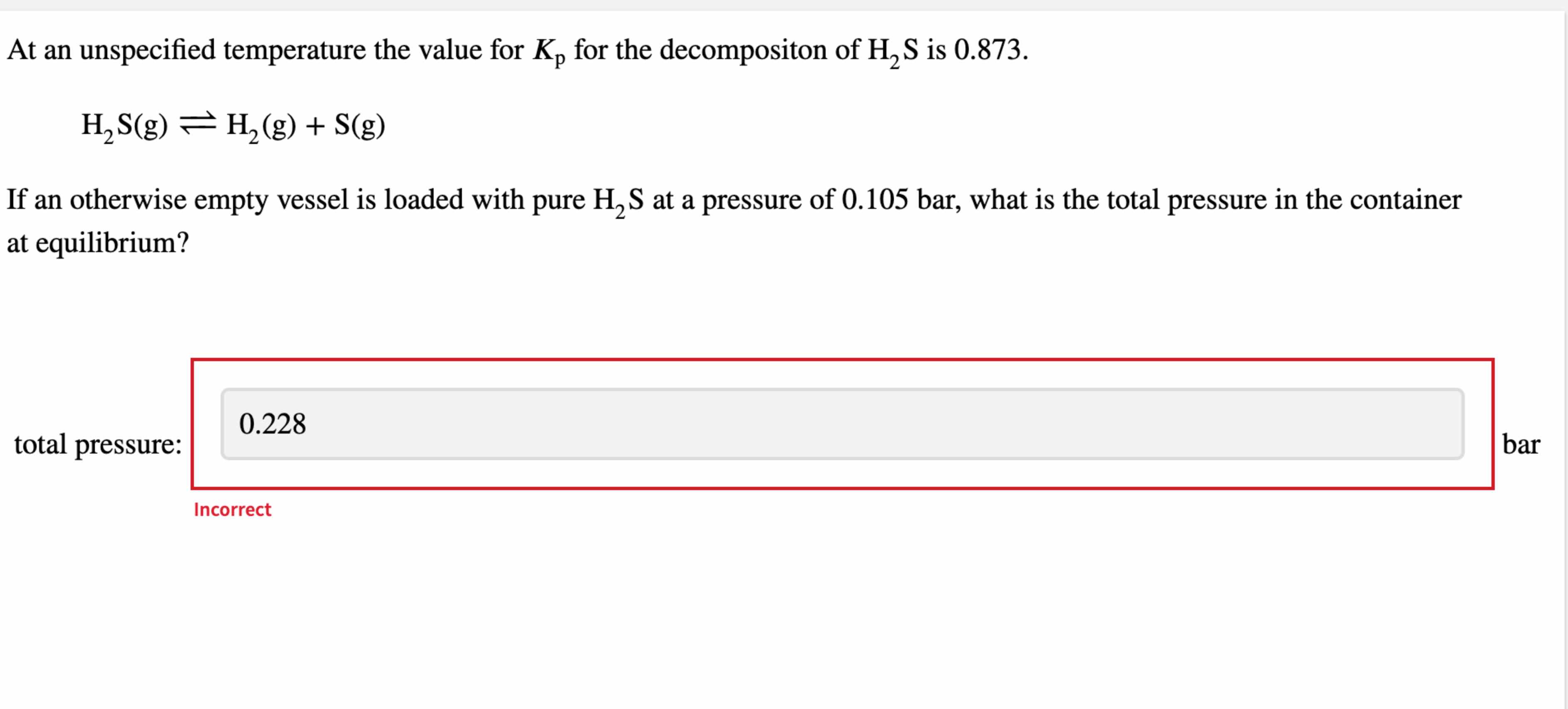 Solved At an unspecified temperature the value for Kp ﻿for | Chegg.com