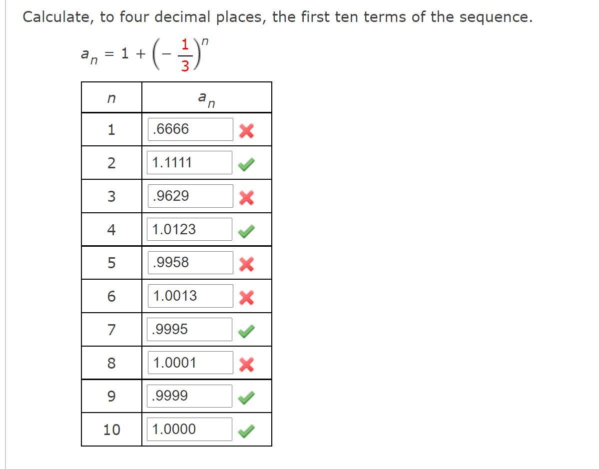 Solved Calculate, to four decimal places, the first ten | Chegg.com