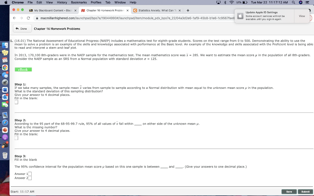 Solved (16.01) The National Assessment of Educational | Chegg.com