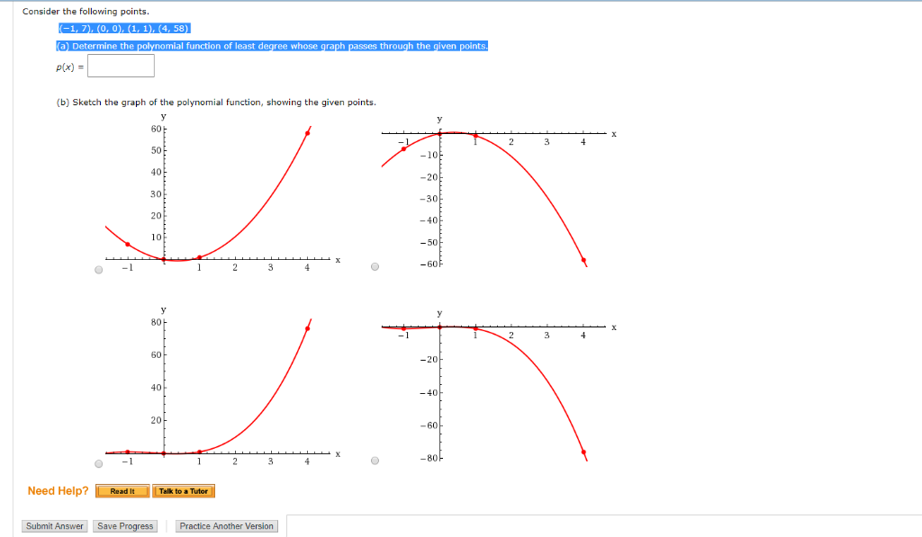 Solved Consider the following points. -1, 7), (0, 0), (1, | Chegg.com