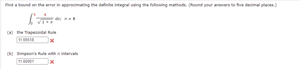 Solved Find a bound on the error in approximating the | Chegg.com