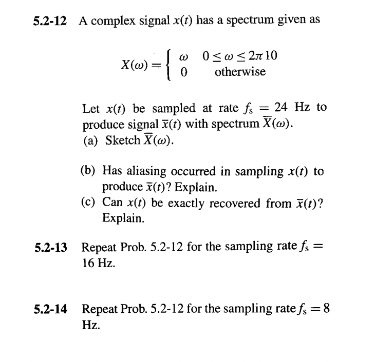 Solved 5.2-12 A complex signal x(t) has a spectrum given as | Chegg.com