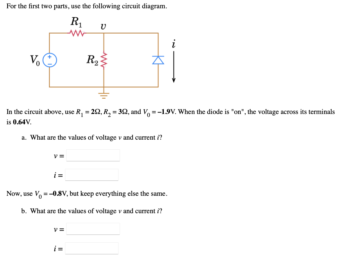 Solved For the first two parts, use the following circuit | Chegg.com