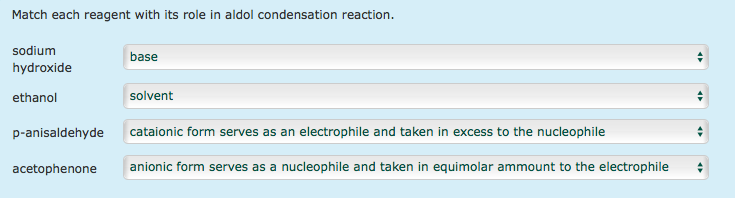 Solved Match each reagent with its role in aldol | Chegg.com
