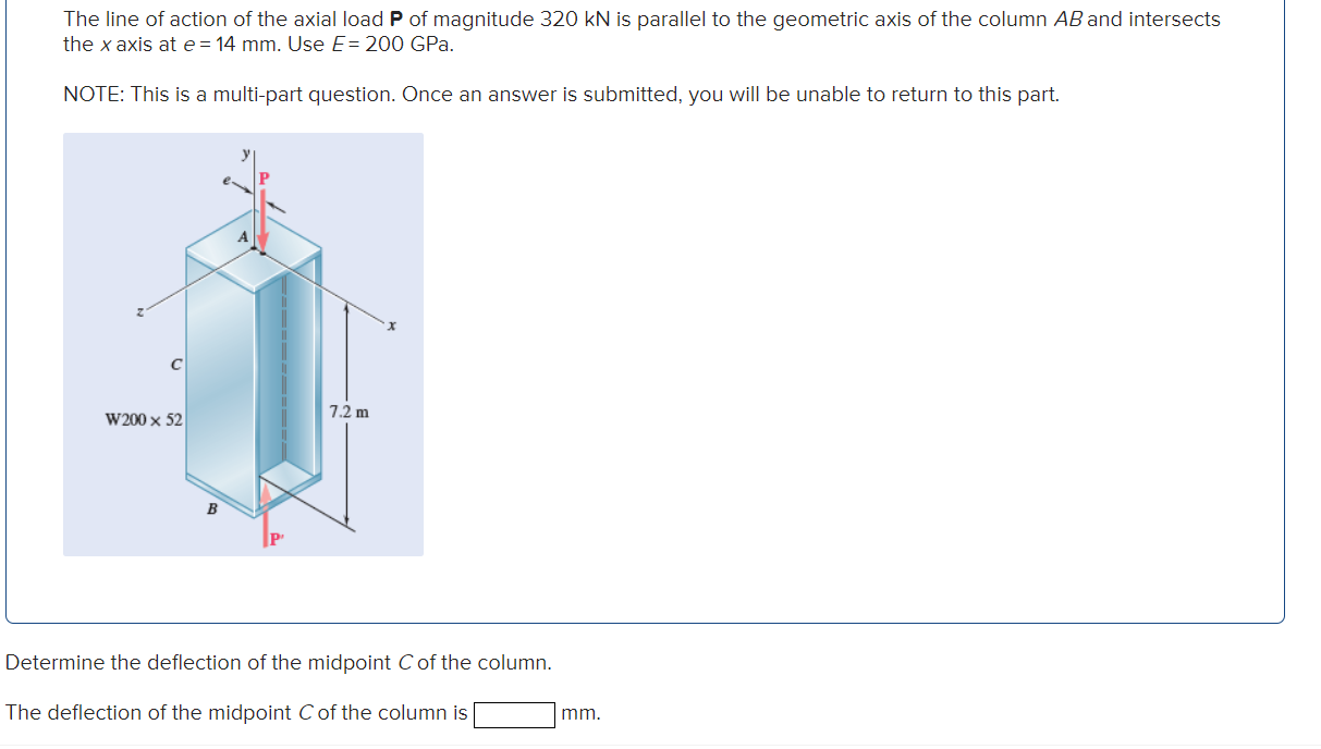 Solved The line of action of the axial load P ﻿of magnitude | Chegg.com