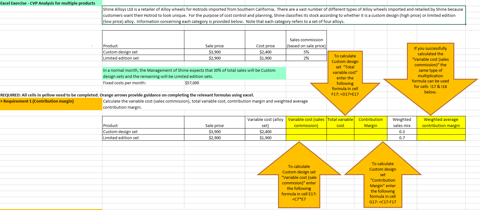 Solved Excel Exercise - CVP Analysis for multiple products | Chegg.com