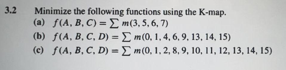 Solved 2 Minimize the following functions using the K-map. | Chegg.com