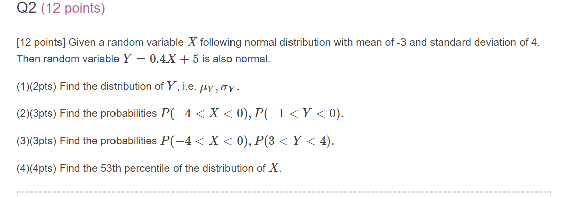 Solved Q2 (12 points) [12 points] Given a random variable X | Chegg.com