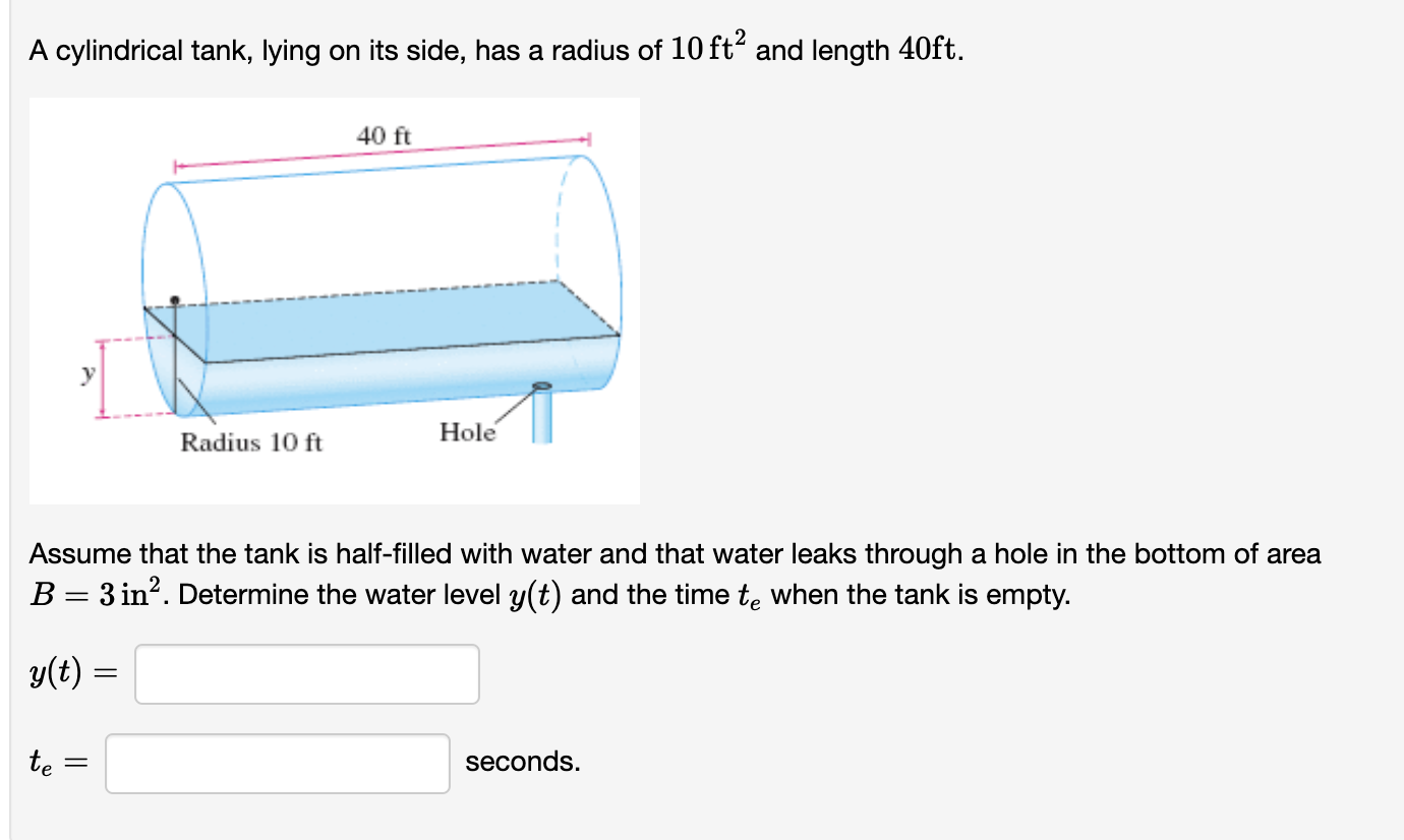 Solved A cylindrical tank, lying on its side, has a radius | Chegg.com