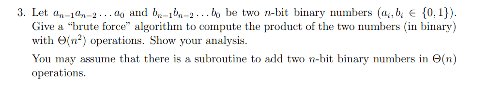 3. Let an−1an−2…a0 and bn−1bn−2…b0 be two n-bit | Chegg.com