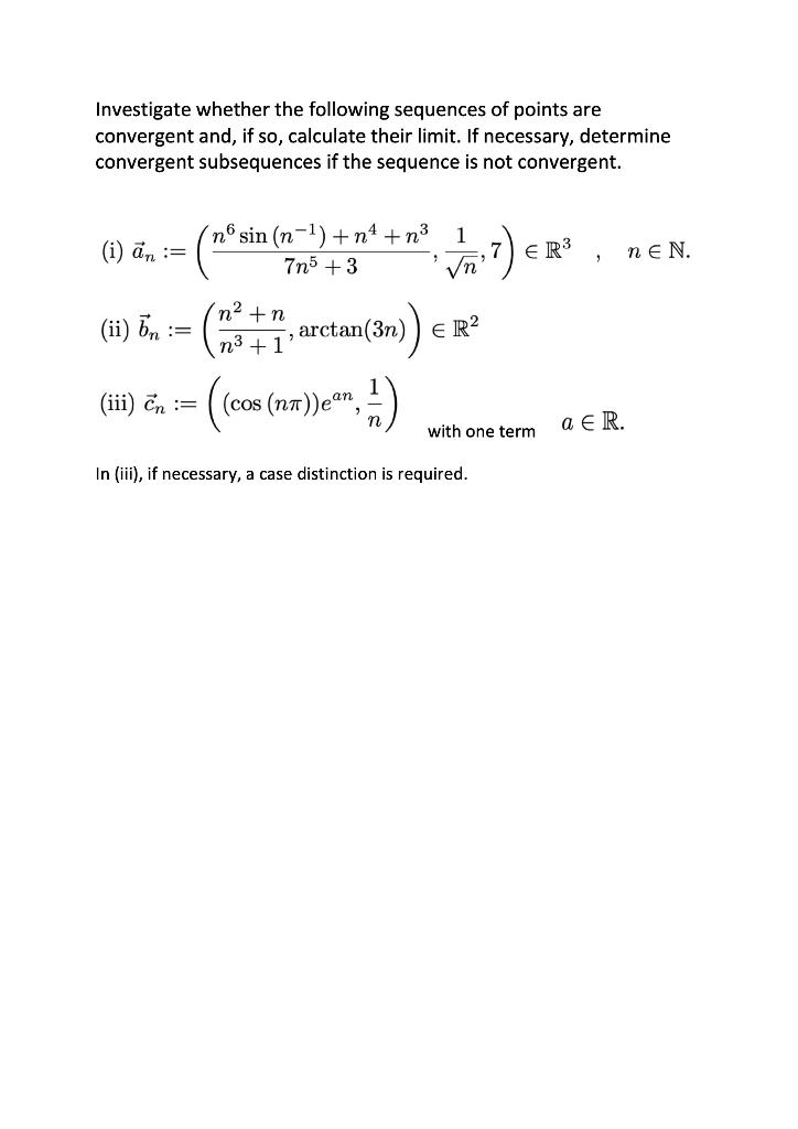 Investigate whether the following sequences of points | Chegg.com