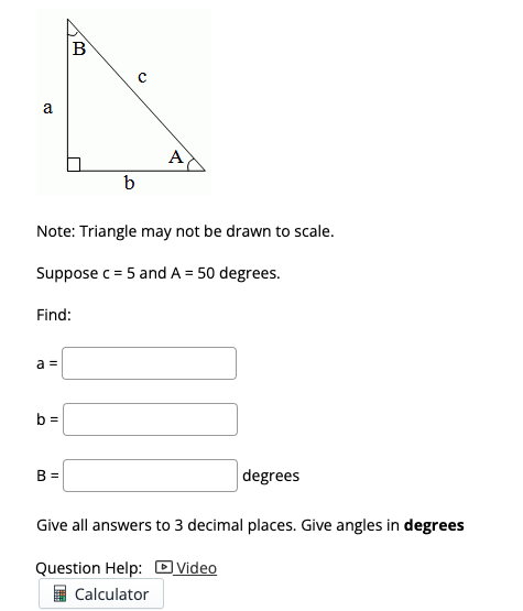 Solved Note: Triangle may not be drawn to scale.Suppose c=5 | Chegg.com