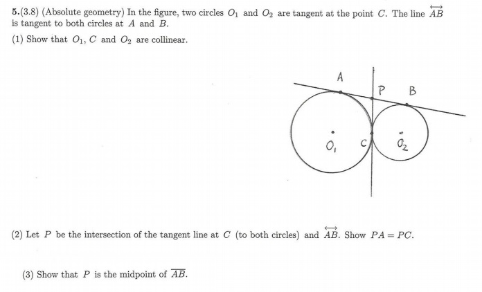 Solved 5.(3.8) (Absolute geometry) In the figure, two | Chegg.com