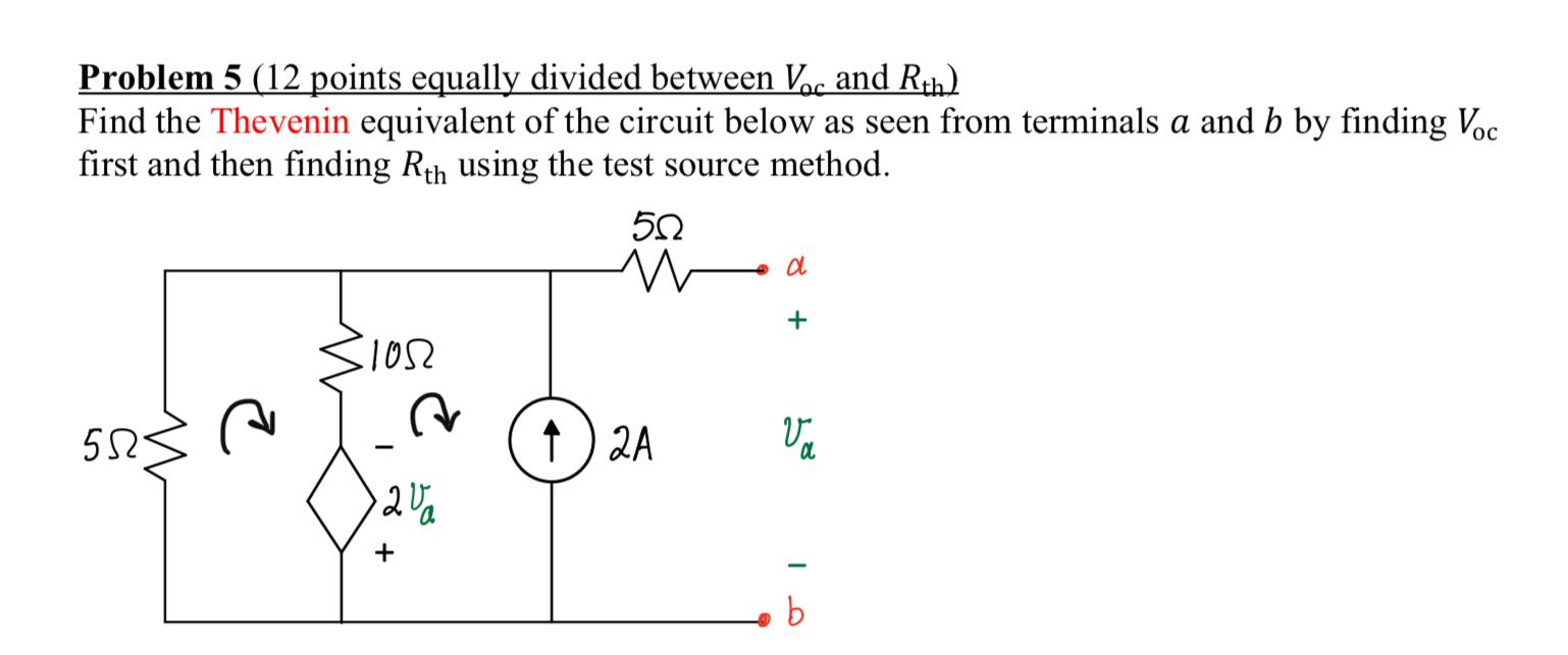 Solved Problem 5 (12 points equally divided between Voc and | Chegg.com