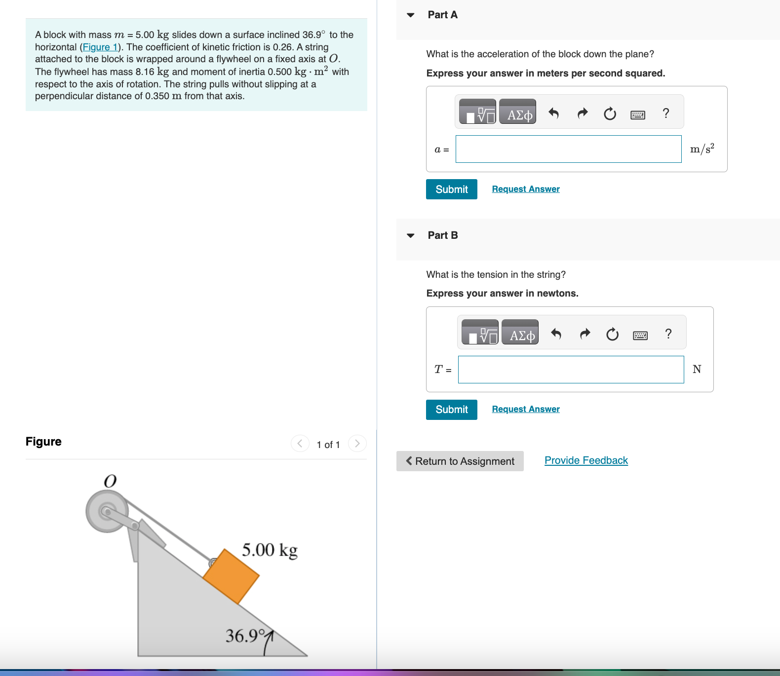 Solved A block with mass m=5.00 kg slides down a surface | Chegg.com