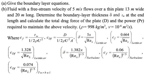 Solved (a) Give the boundary layer equations. (b)Fluid with | Chegg.com