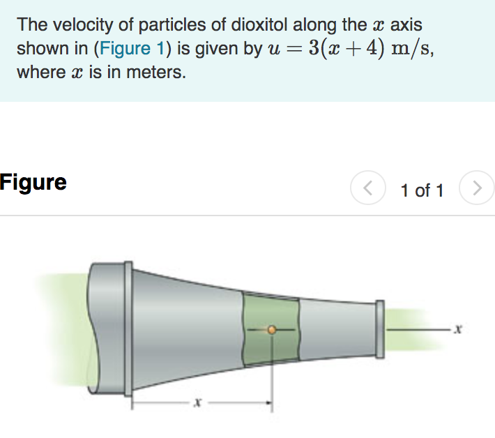Solved The velocity of particles of dioxitol along the xx | Chegg.com