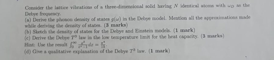 Solved Consider the lattice vibrations of ﻿a | Chegg.com
