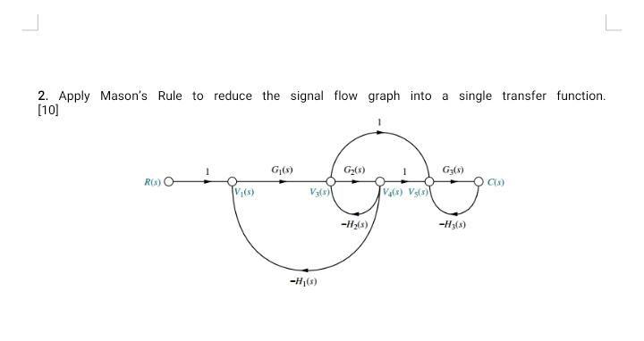 Solved 2. Apply Mason's Rule to reduce the signal flow graph | Chegg.com
