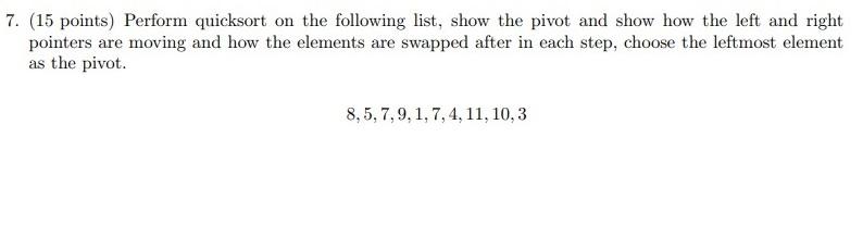 Solved Solve the following quicksort algorithm in C++ show | Chegg.com