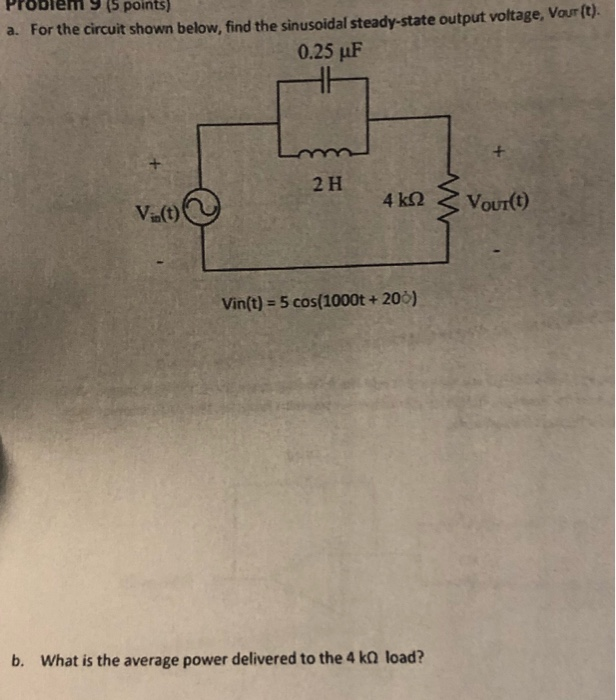 Solved Problem 9 15 points) a. For the circuit shown below, | Chegg.com