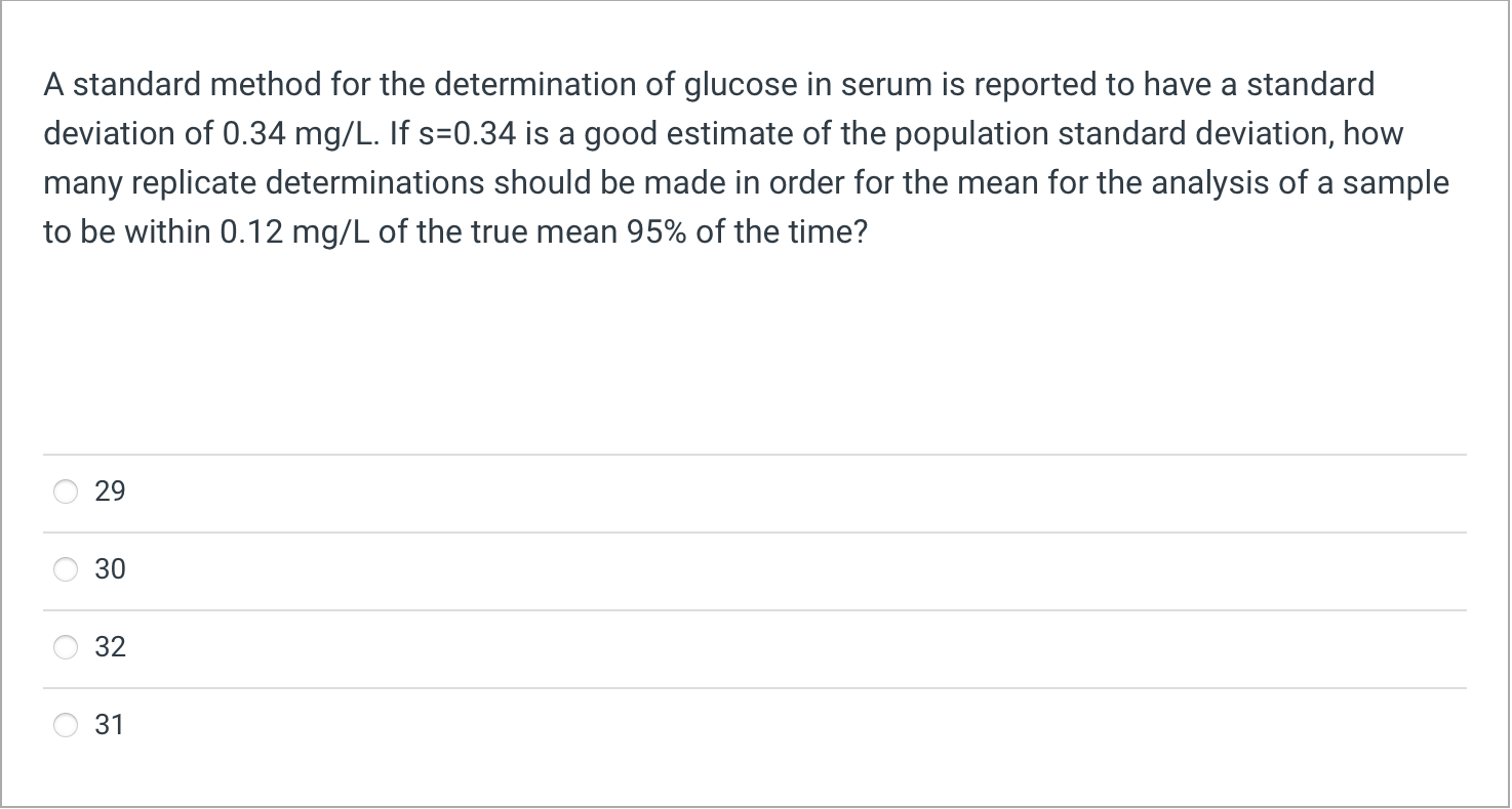 Solved A standard method for the determination of glucose in | Chegg.com