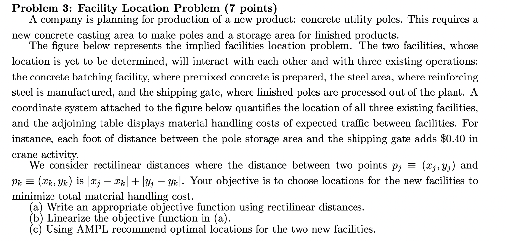 Problem 3: Facility Location Problem (7 points) A | Chegg.com