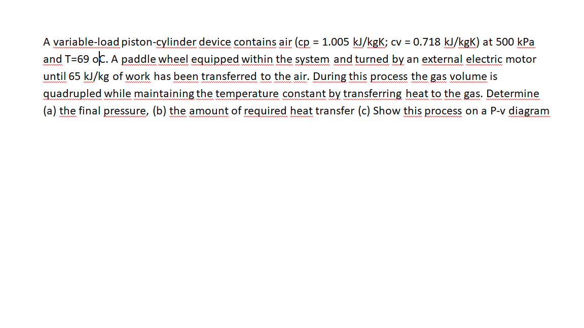 Solved A variable-load piston-cylinder device contains air | Chegg.com