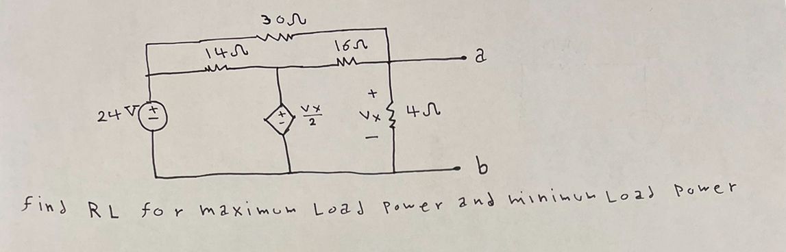 Solved find RL for maximum load power and minimun load power | Chegg.com