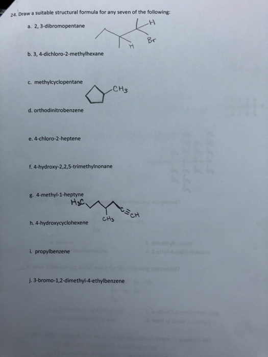 Solved 24. Draw a suitable structural formula for any seven | Chegg.com